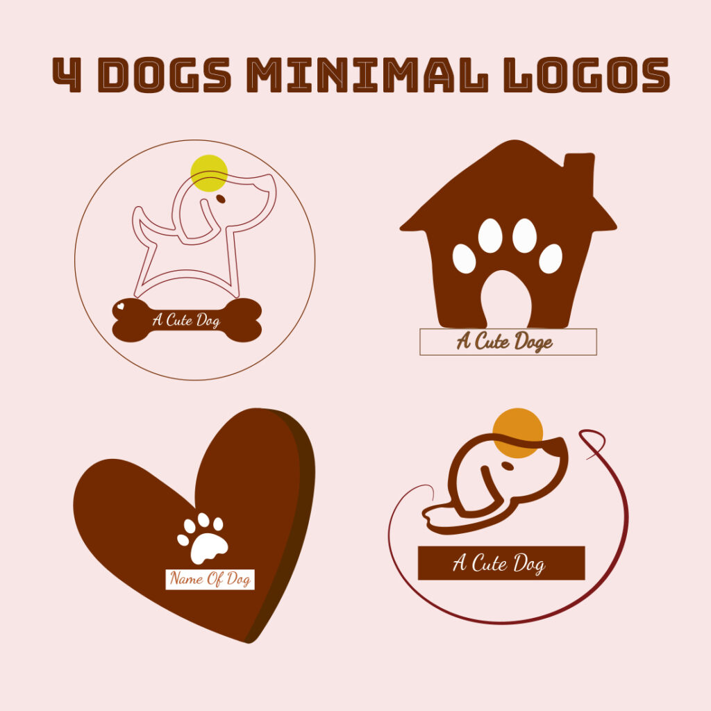 4 Dogs unique Minimal logos - MasterBundles