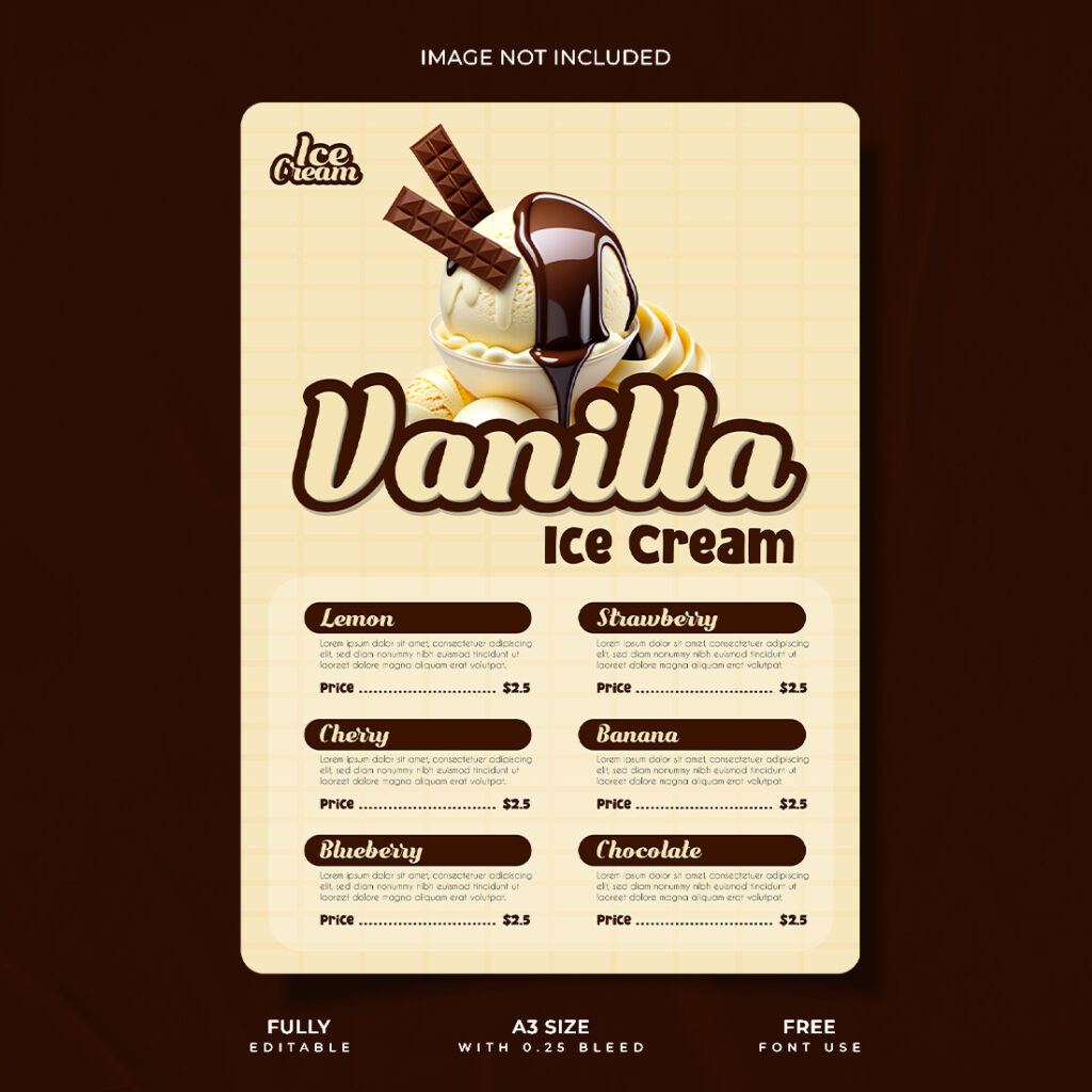 Vanilla ice cream restaurant promotional creative poster design ...