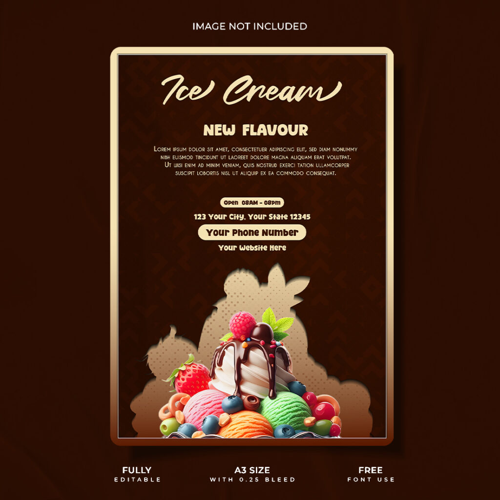 Ice cream new flavour restaurant menu design - MasterBundles