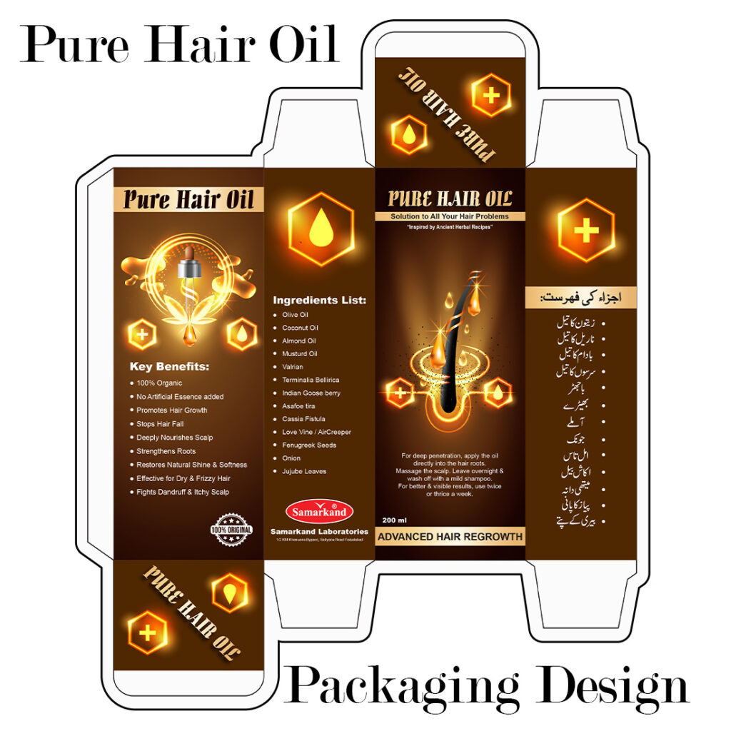 Herbal Hair Oil Packaging Design – Editable Label Template (PSD, AI ...