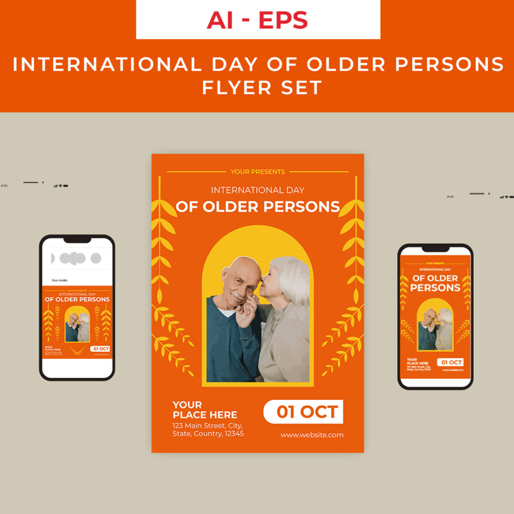 International Day of Older Persons Flyer Set Design - MasterBundles