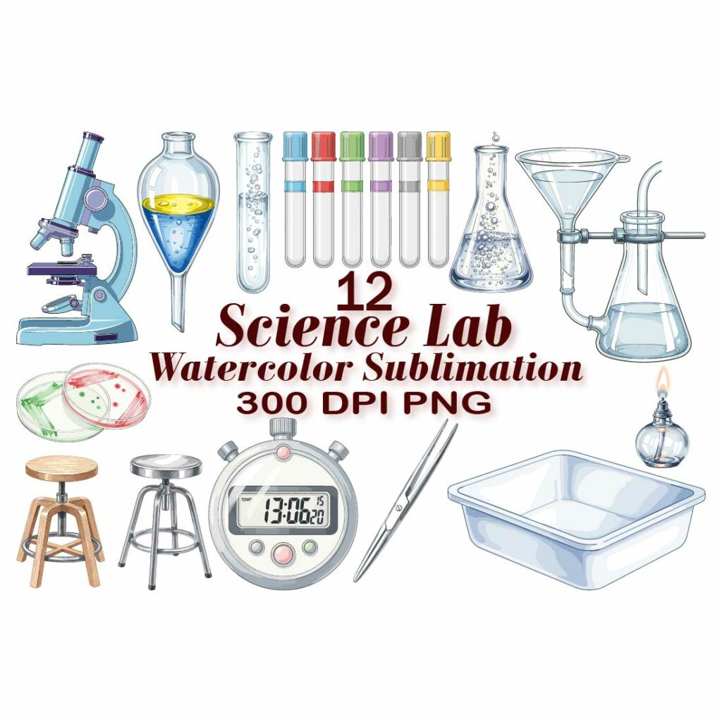 Science Lab Watercolor Bundle - MasterBundles