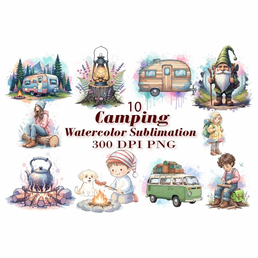 Watercolor Sublimation Camp Life - MasterBundles