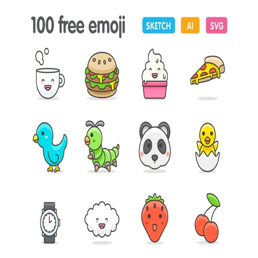 100 Cute Emojis! - MasterBundles