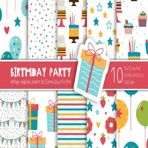 Birthday Party Digital Paper Kids Scrapbook Paper pattern - MasterBundles