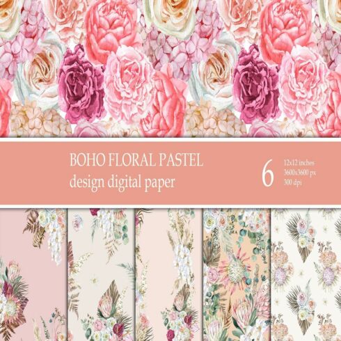 Boho Floral Seamless Pattern Boho Flowers Digital Paper Pack ...