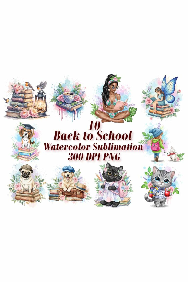 Whimsical School Watercolor Sublimation - MasterBundles