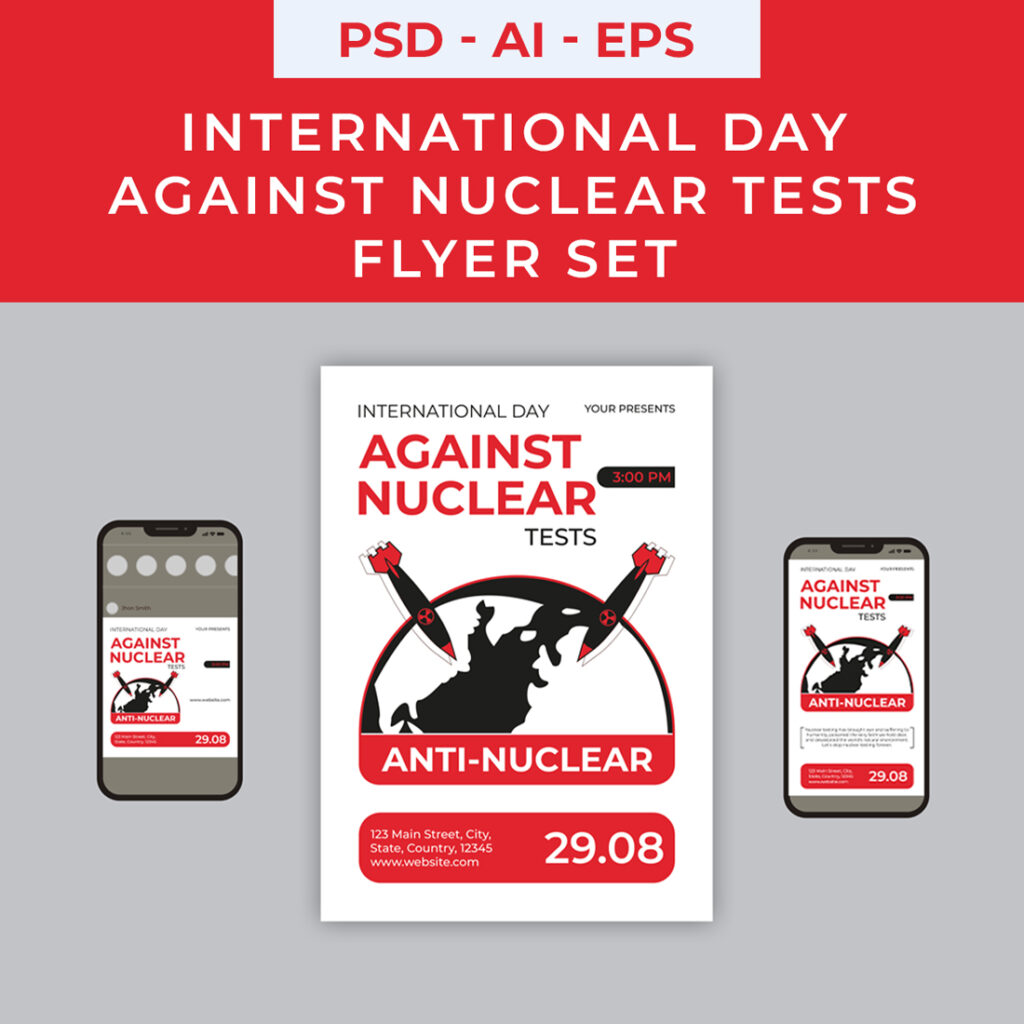 International Day Against Nuclear Tests Flyer Set - MasterBundles
