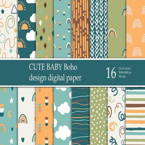 Cute Baby Boho Pattern Digital paper pack - MasterBundles
