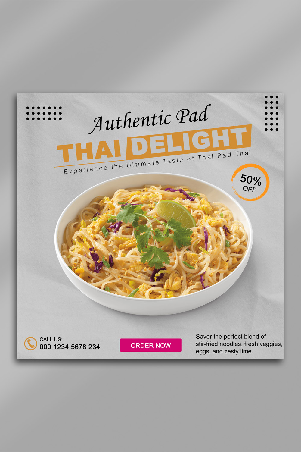 Editable Thai Food Promotion Banner PSD Template | 2000x2000 px | Clean ...