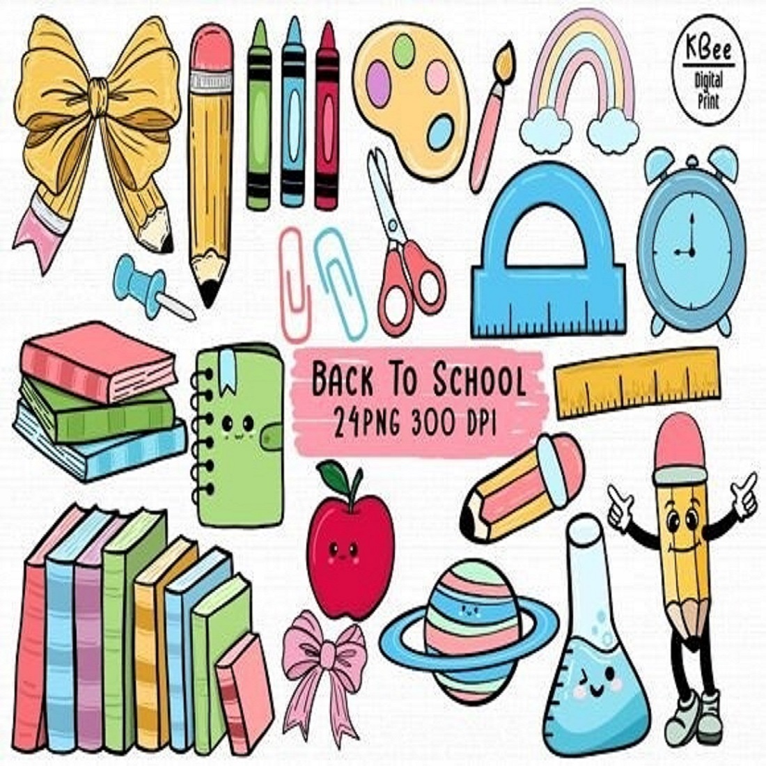 Back to School Png, Retro School Clipart - MasterBundles