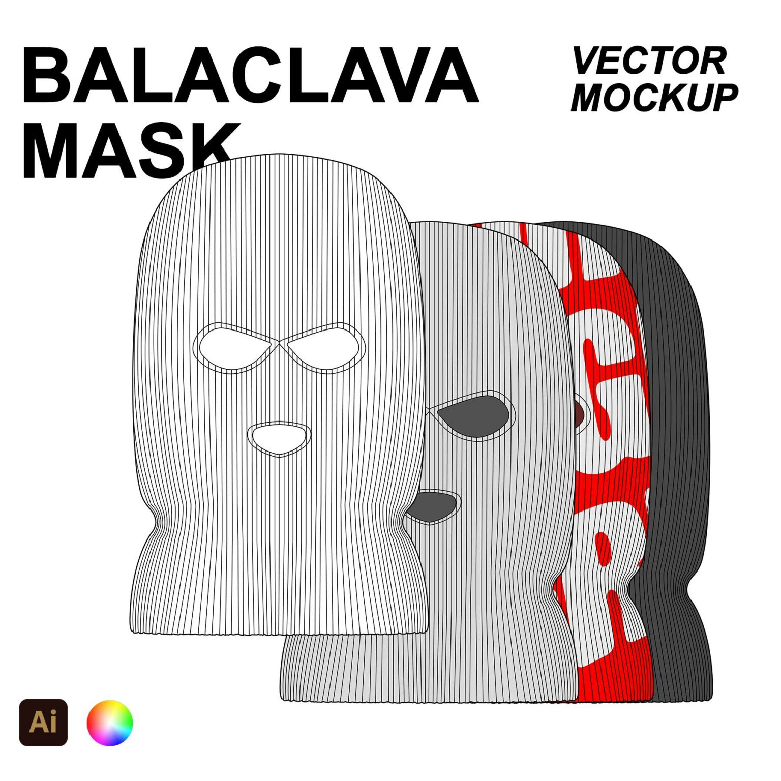 Balaclava Mask Vector Flat Mockup - MasterBundles