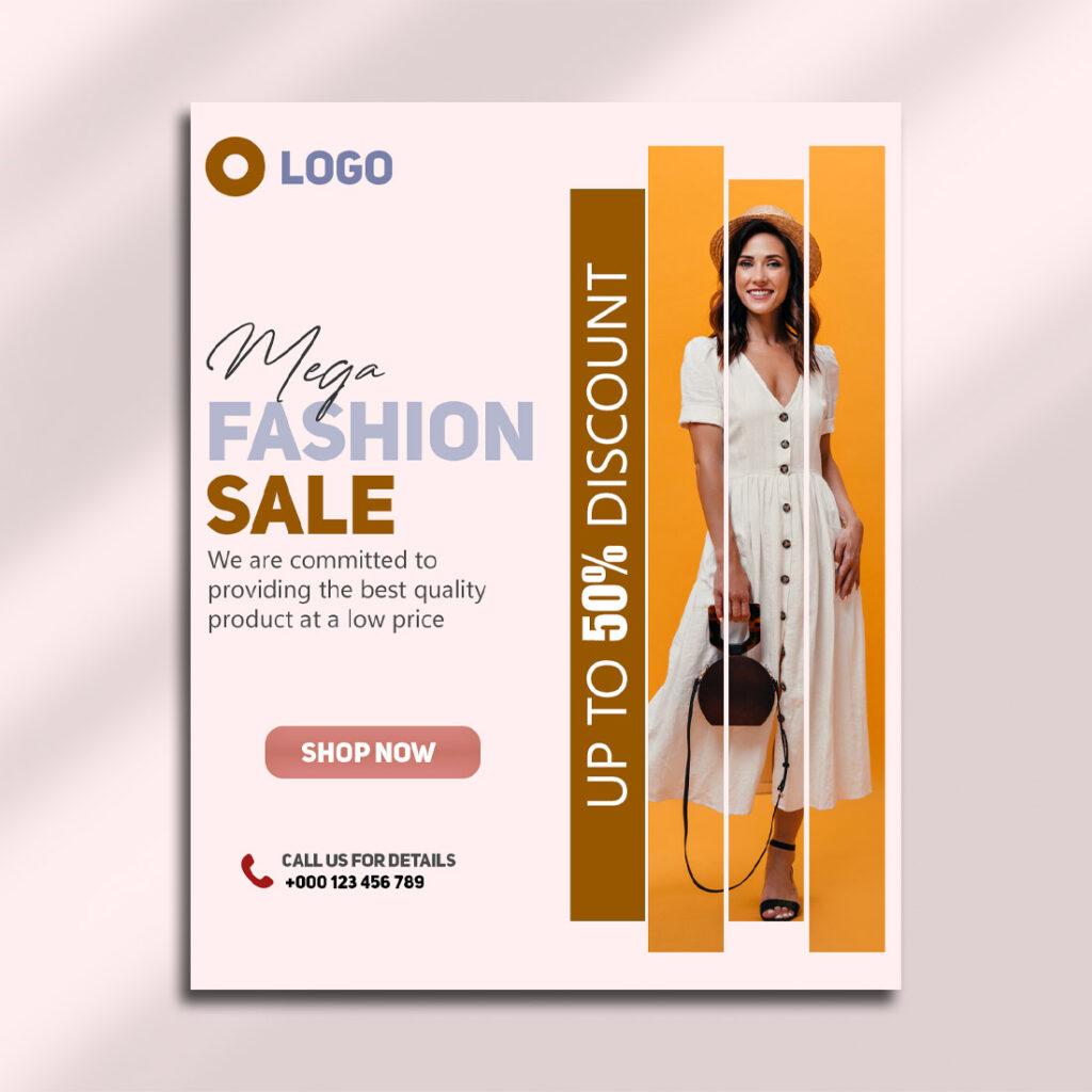 Mega Fashion Sale PSD Flyer Template | Instagram Post Design | 1080x1350 px
