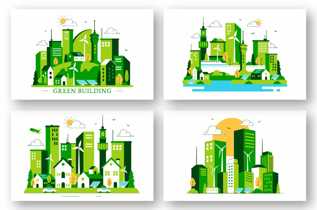 10 Green Building Illustration - MasterBundles