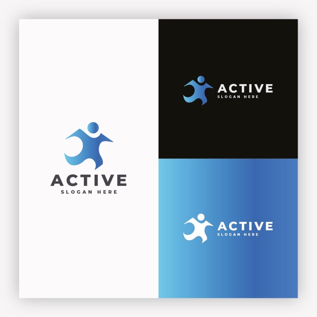 Active - Dynamic Human Figure Logo - MasterBundles