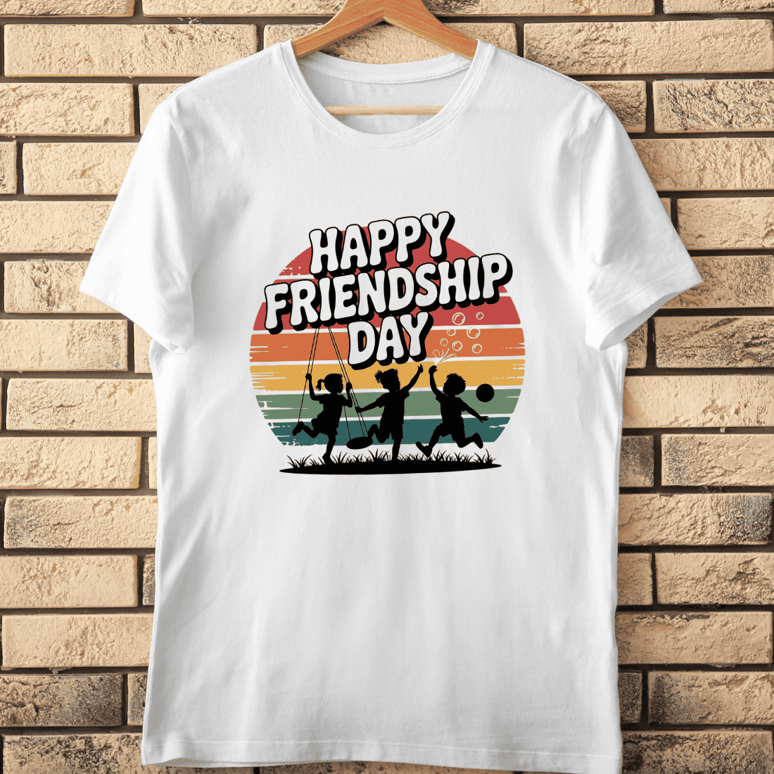Happy Friendship Day Kids Silhouette T-Shirt Design - MasterBundles