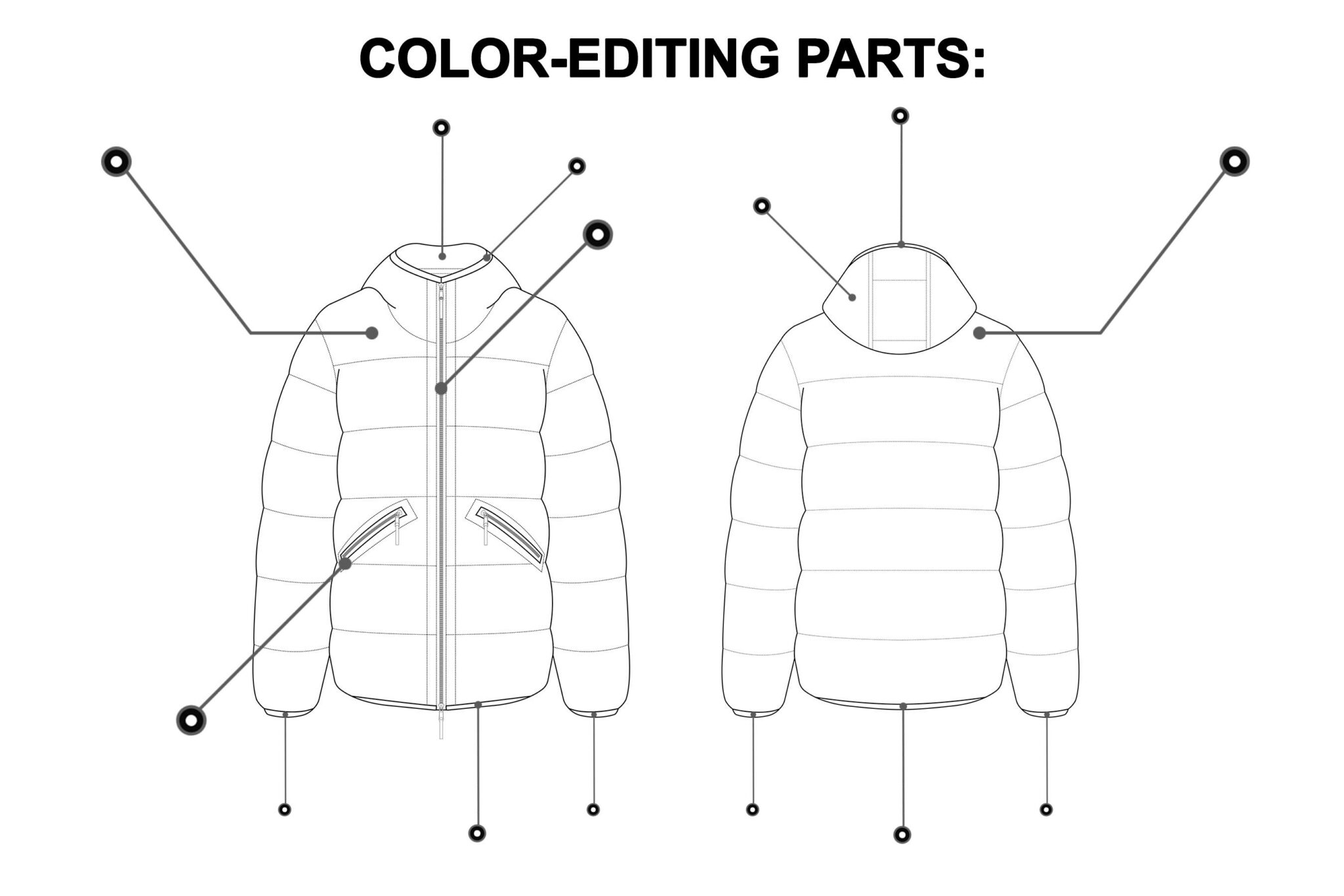 Padded Jacket Vector Sketch Mockup - MasterBundles