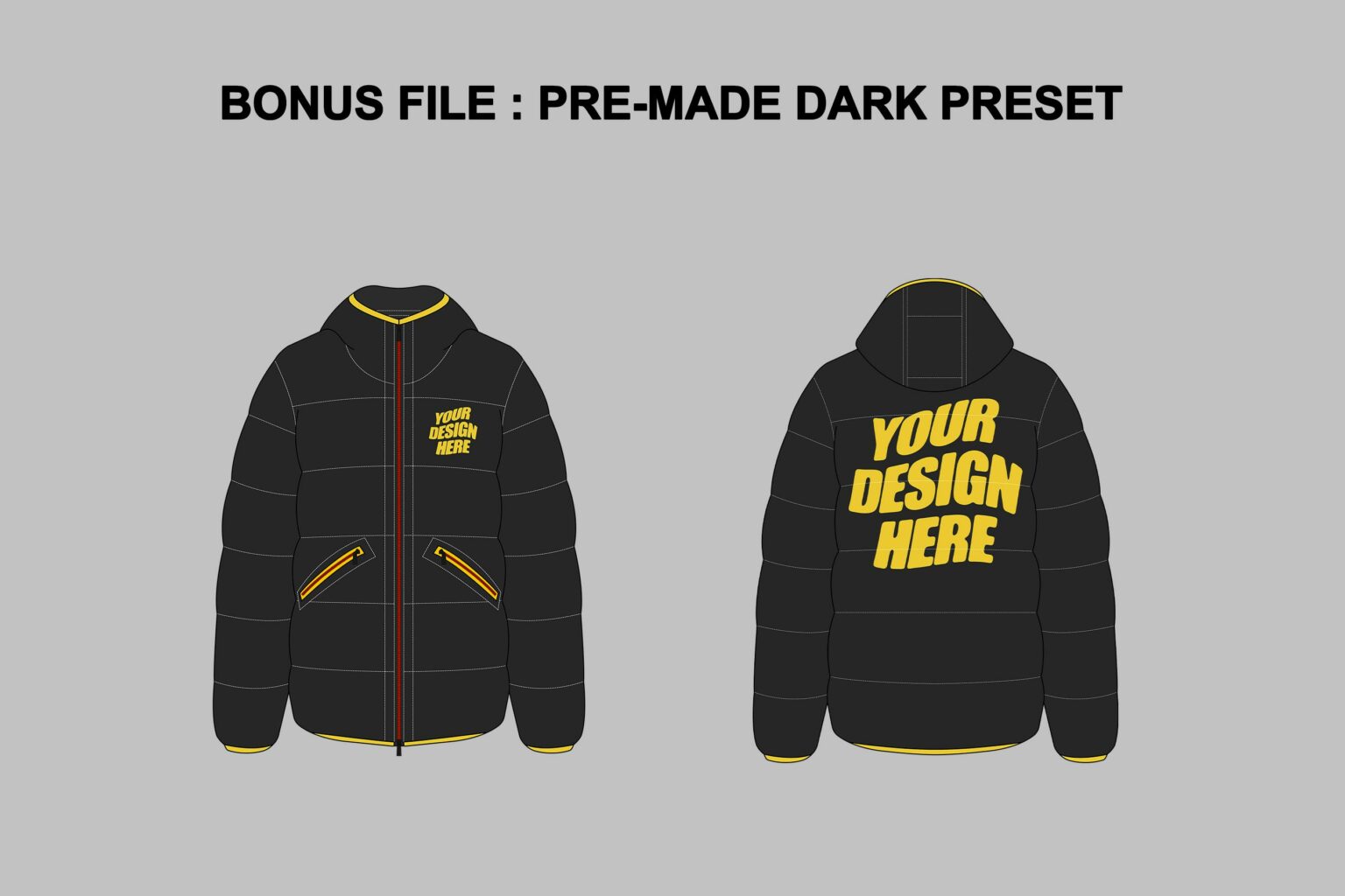 Padded Jacket Vector Sketch Mockup - MasterBundles