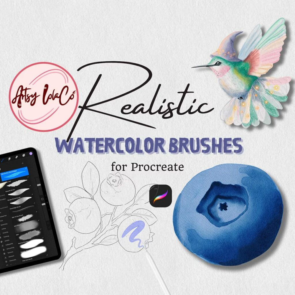 Realistic Watercolor Brushes for Procreate - MasterBundles