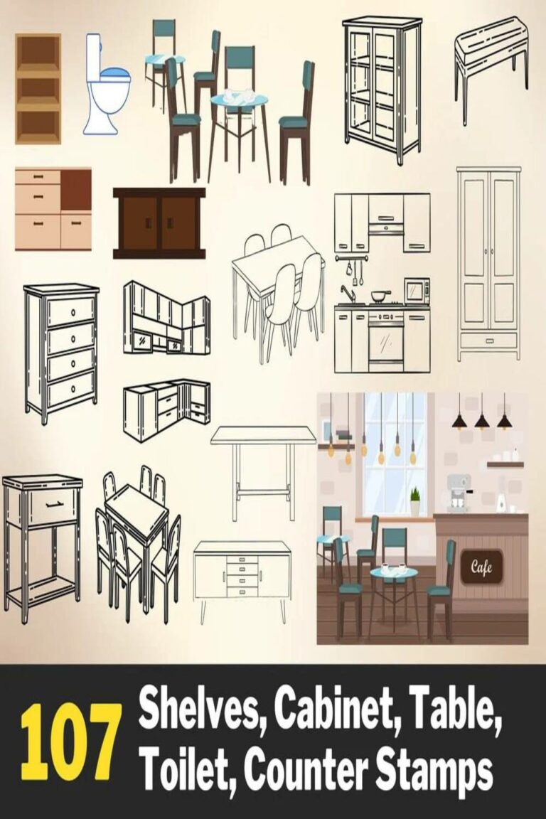 740+ Procreate Interior Design Stamps - MasterBundles