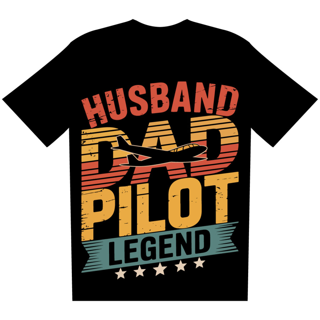 Retro Vintage Husband Dad Pilot Legend T-Shirt Design - MasterBundles