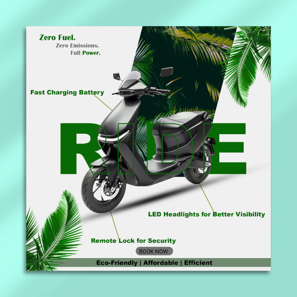 Electric Scooter Promo PSD Template – Eco-Friendly Ride Design ...