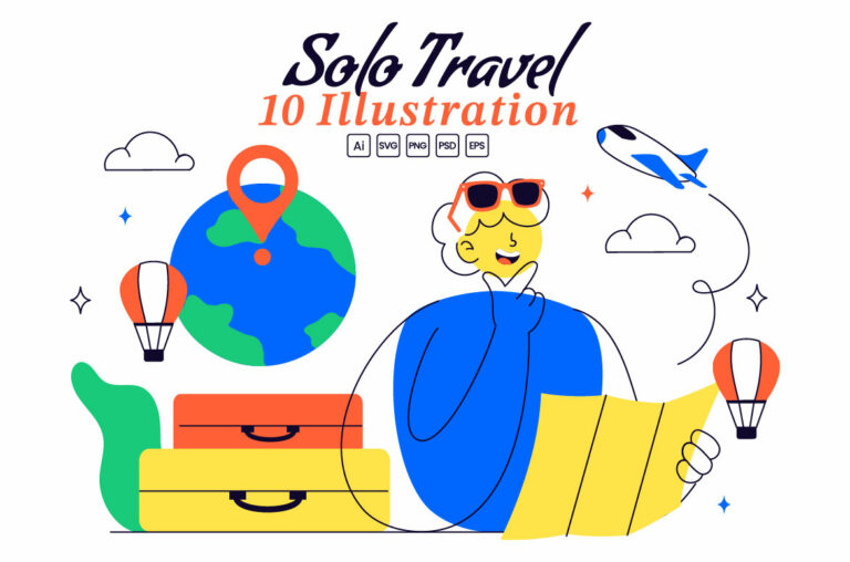 10 Solo Travel Vector Illustration - MasterBundles