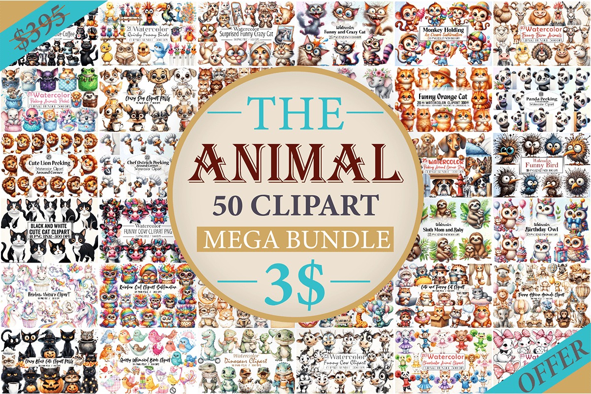 The Animals Mega Clipart Bundle - MasterBundles