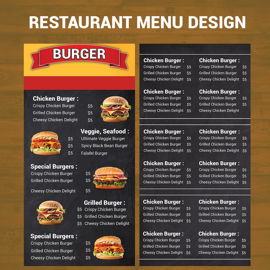 Restaurant Menu flyer design PDS Print able template - MasterBundles
