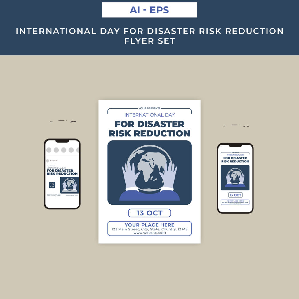 International Day For Disaster Risk Reduction Flyer Set Design ...
