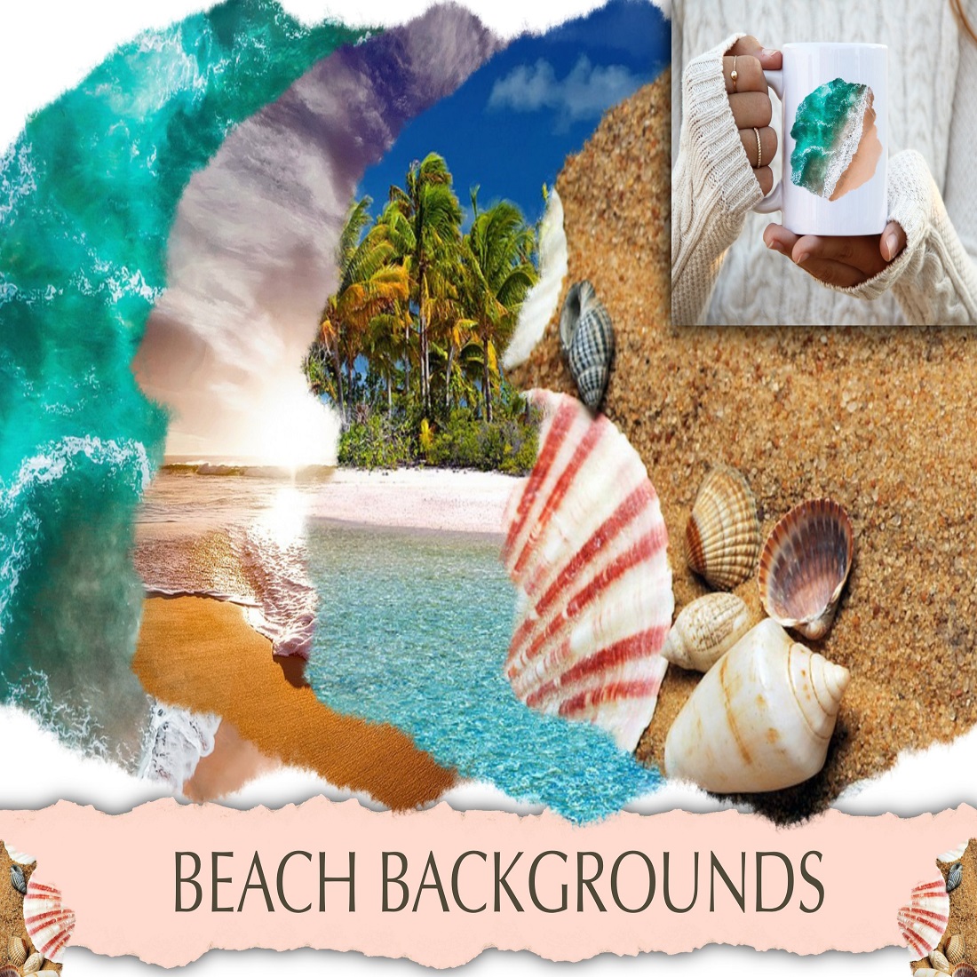 Beach Backgrounds for Sublimation Coastal Summer Clipart - MasterBundles