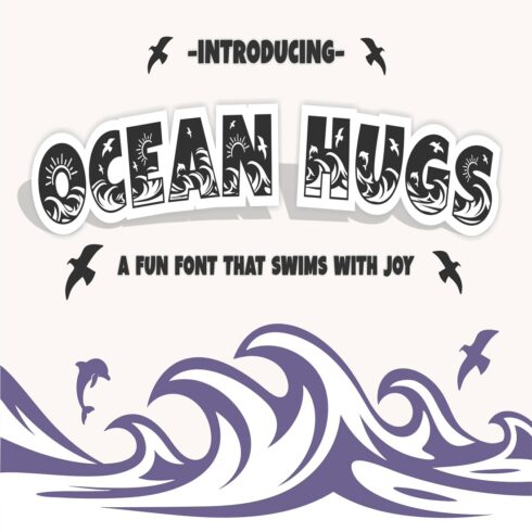 Ocean Hugs Cute Sea Life Font with Waves & Dolphins - MasterBundles