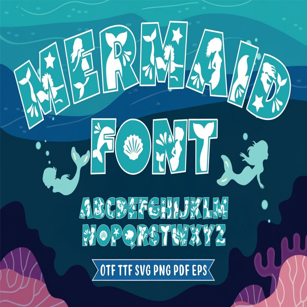 Little Mermaid Font Mermaid Alphabet SVG OTF TTF - MasterBundles