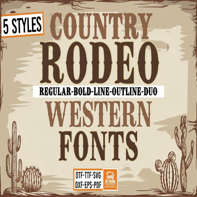 Rodeo Font Bundle Cowboy Alphabet Western Font - MasterBundles