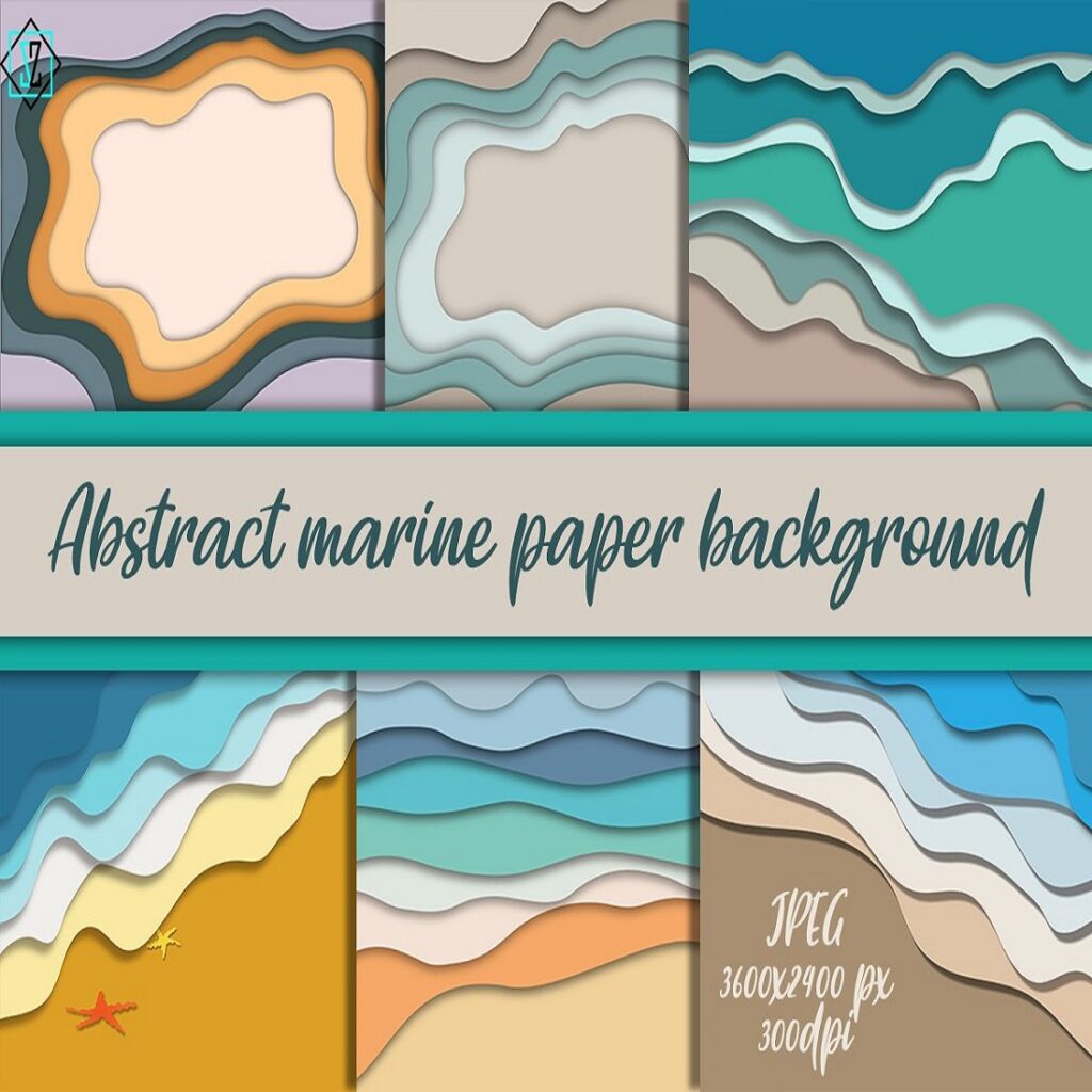 3D paper background. Abstract marine paper background. - MasterBundles