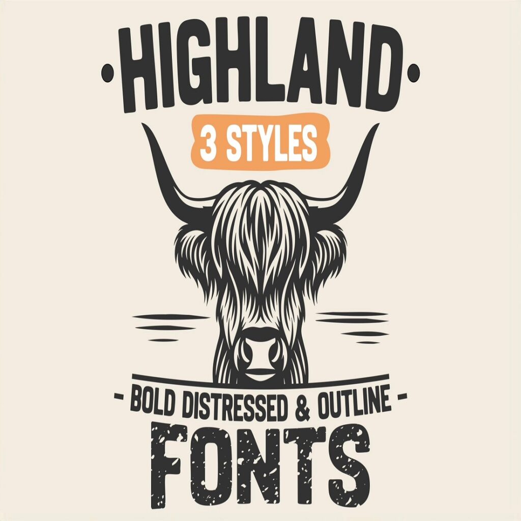 Highland Fonts, Distressed Font, Western Vintage Serif Font - MasterBundles