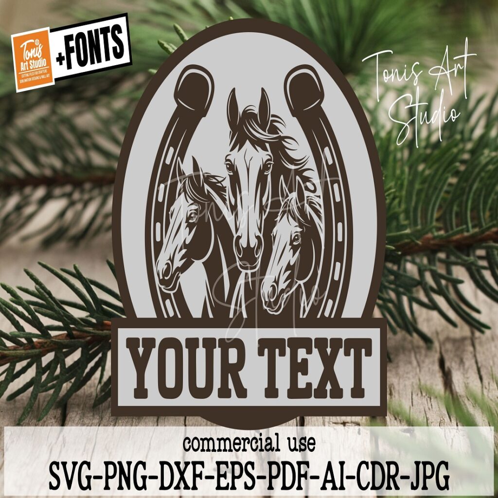 Horse Laser Cut File SVG PNG DXF, Round Name Sign - MasterBundles