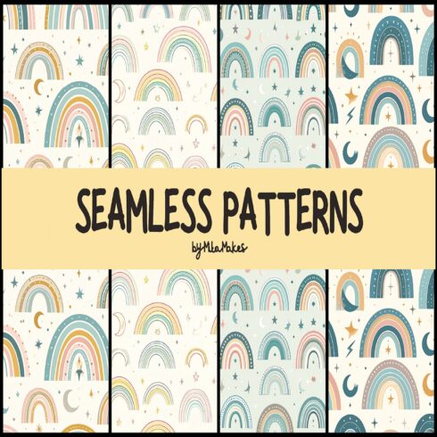 Boho Rainbow and Celestial Seamless Pattern - MasterBundles