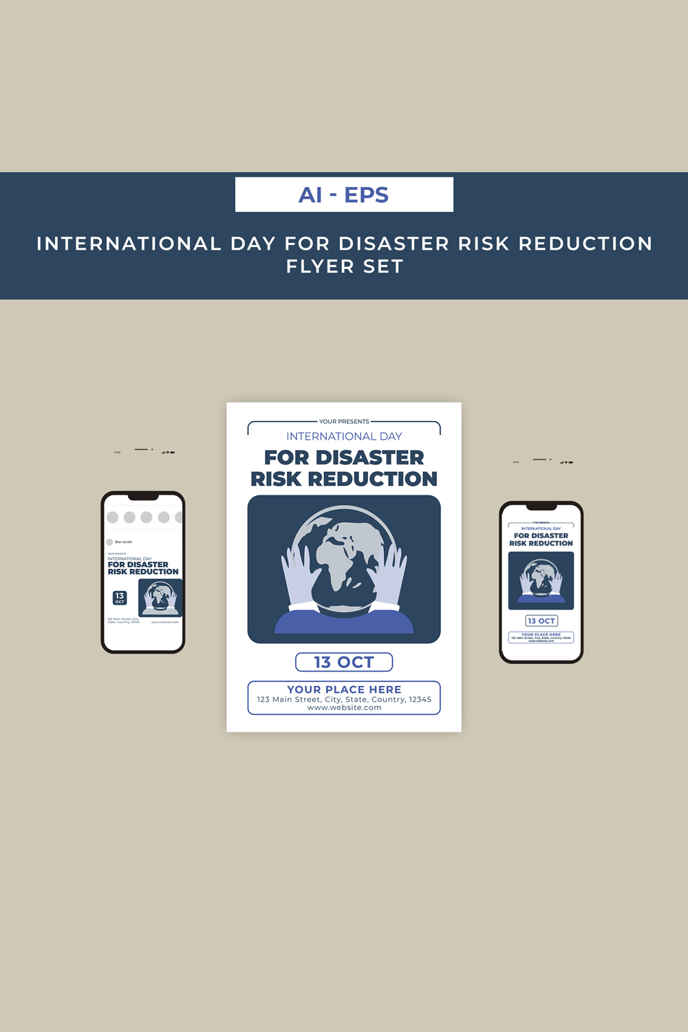 International Day For Disaster Risk Reduction Flyer Set Design ...