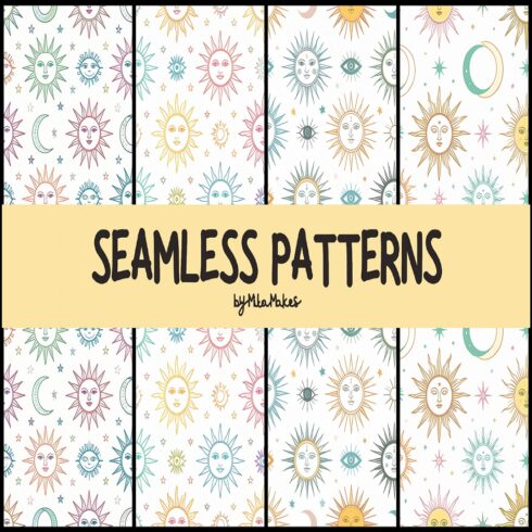Celestial Sun and Moon Seamless Patterns - MasterBundles