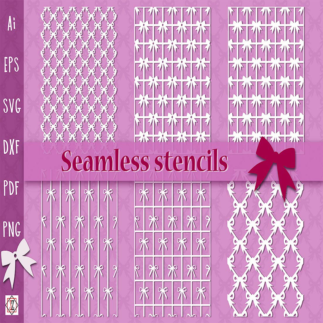 Seamless Bow Stencils Seamless Digital Paper SVG - MasterBundles
