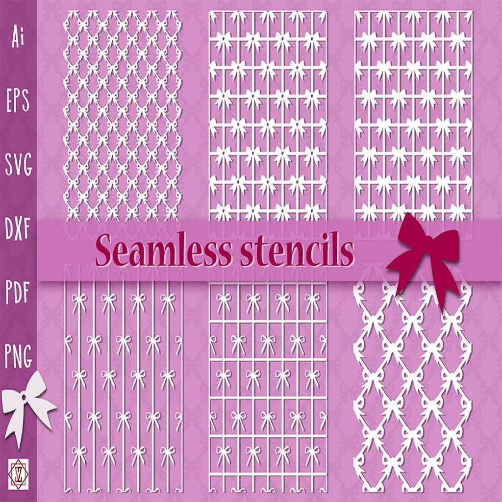 Seamless Bow Stencils Seamless Digital Paper SVG - MasterBundles