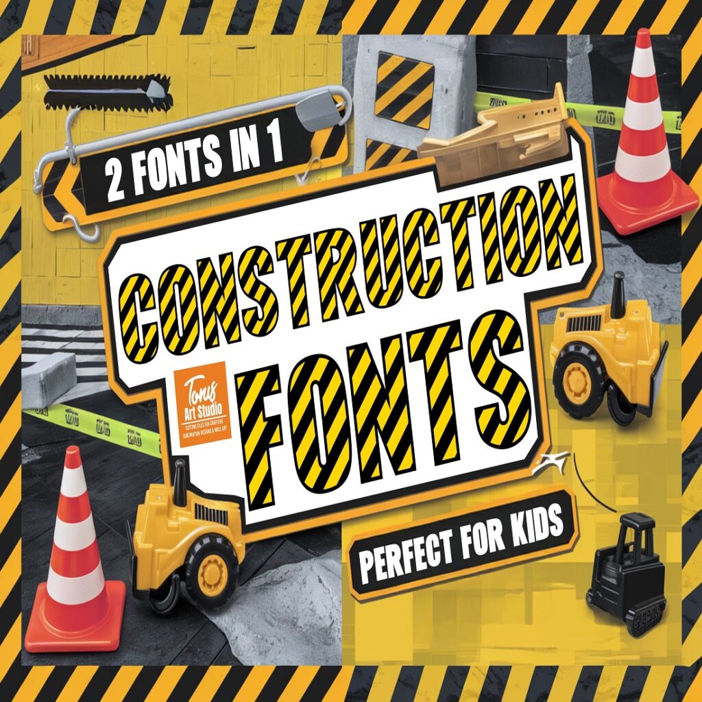 Construction Font Kids Alphabet Under Construction - MasterBundles