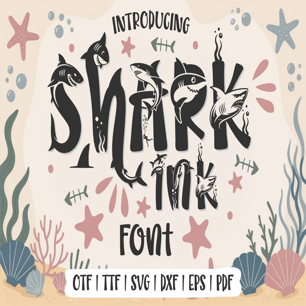 Shark Font Ocean Font SVG OTF DXF - MasterBundles