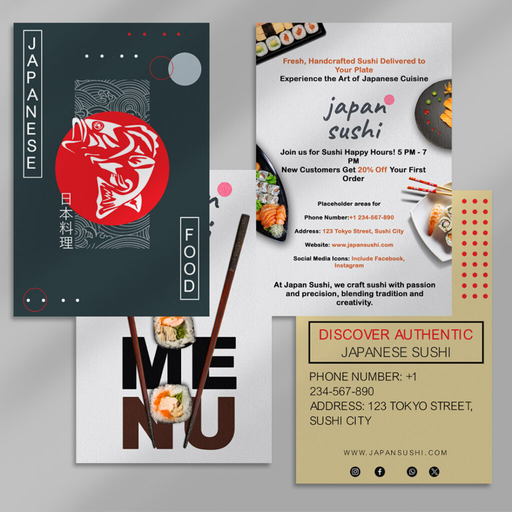 Japanese Sushi Restaurant Flyer & Menu PSD Templates – 4 Unique Designs ...