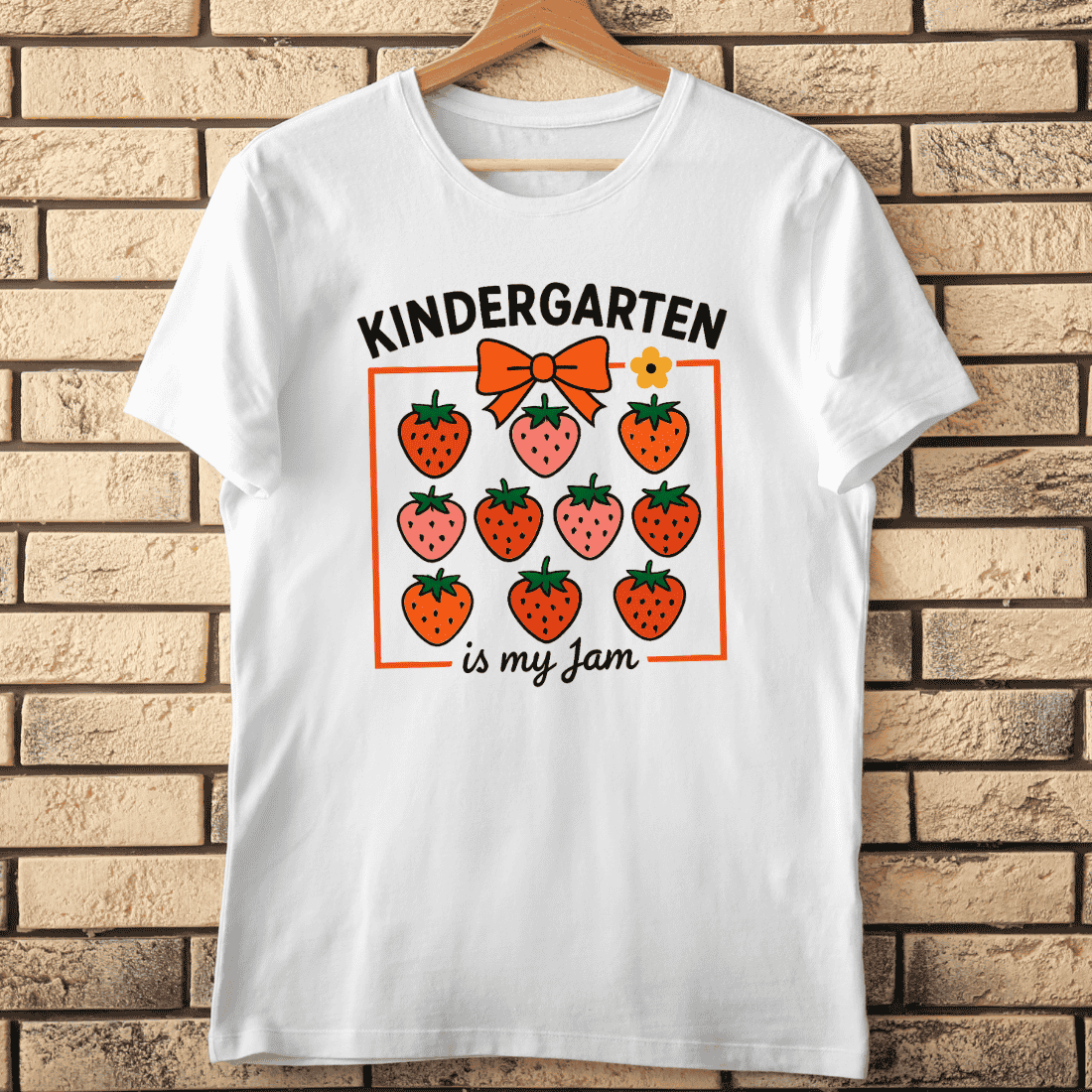 Kindergarten Teacher Strawberry and Bow T-Shirt Design - MasterBundles