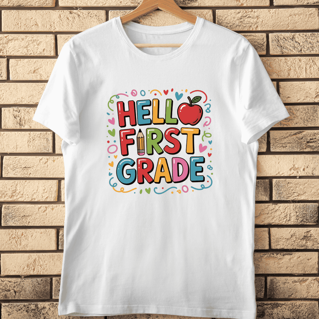 Back to School Hello First Grade T-Shirt Design - MasterBundles