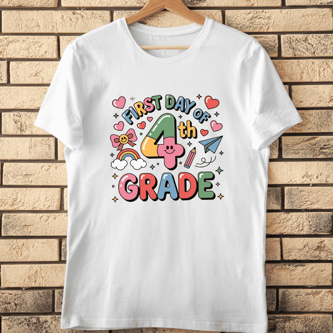 Cute First Day of 4th Grade Slogan T-Shirt Design - MasterBundles