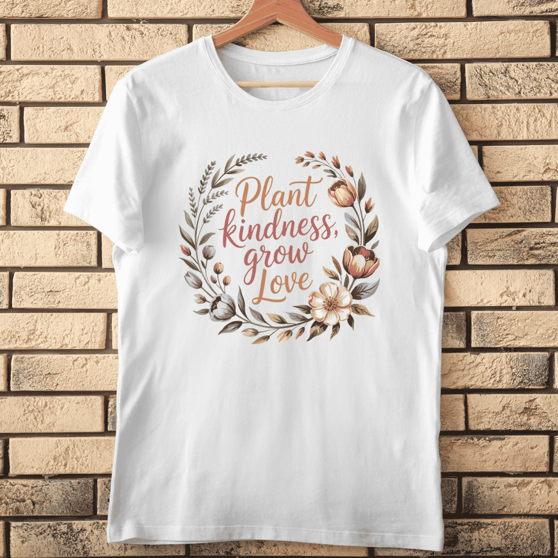 Plant Kindness, Grow Love Lettering with Floral Wreath T-shirt Design ...