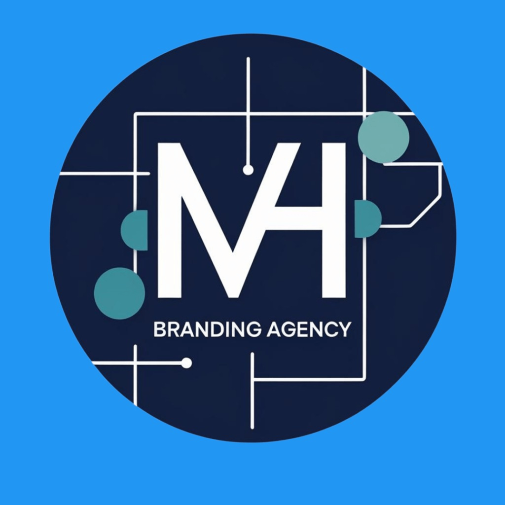 MH letters new logo design - MasterBundles